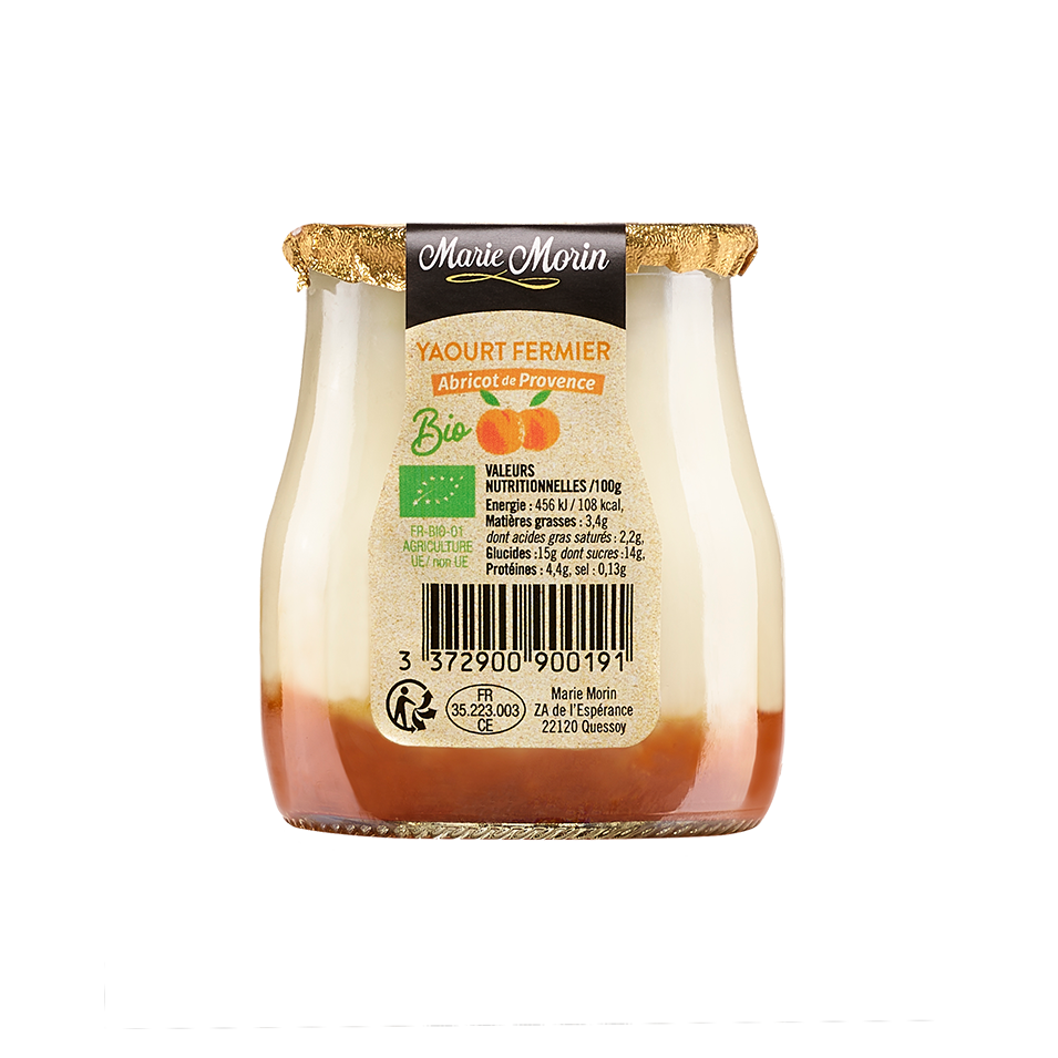 Yaourt fermier BIO abricot de Provence 140g - Marie Morin (Pro)