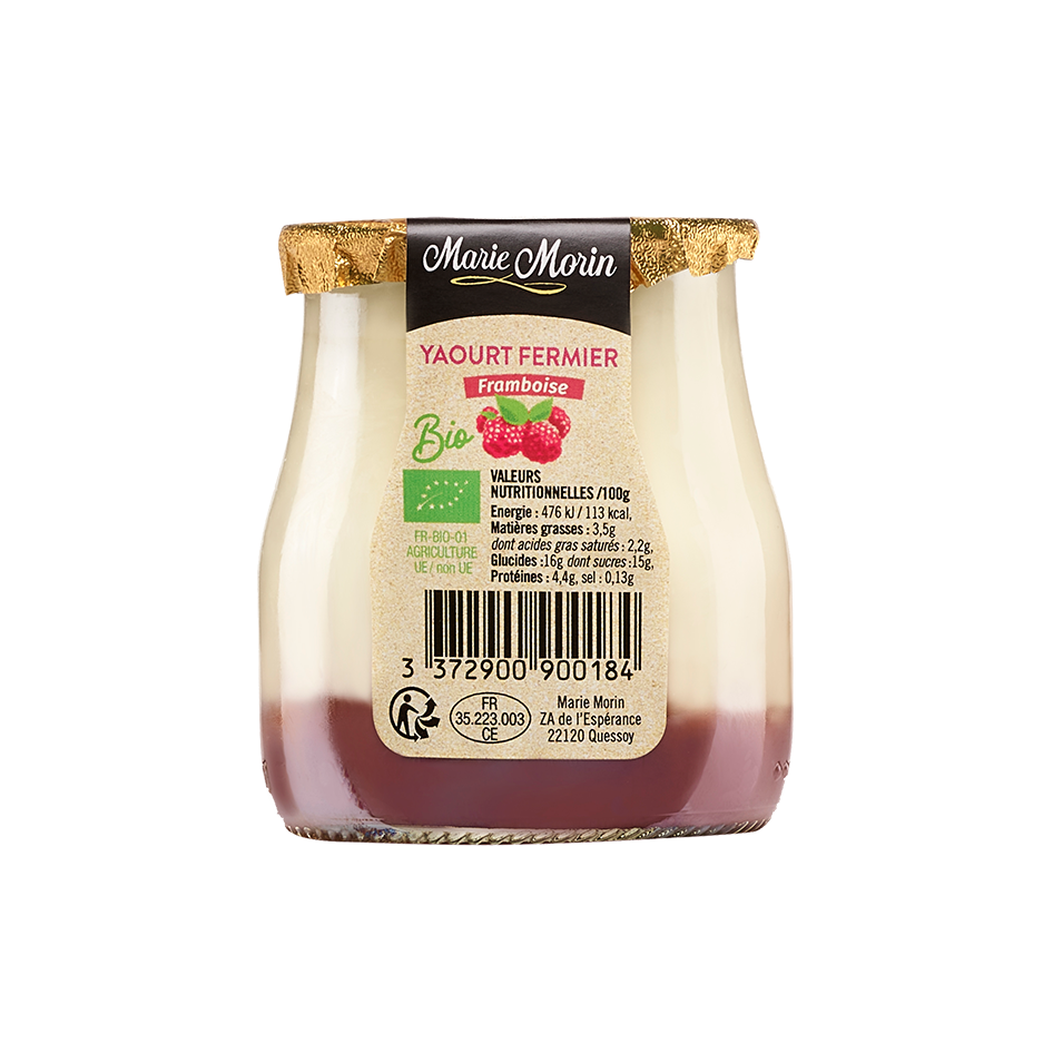 Yaourt fermier BIO framboise 140g - Marie Morin (Pro)